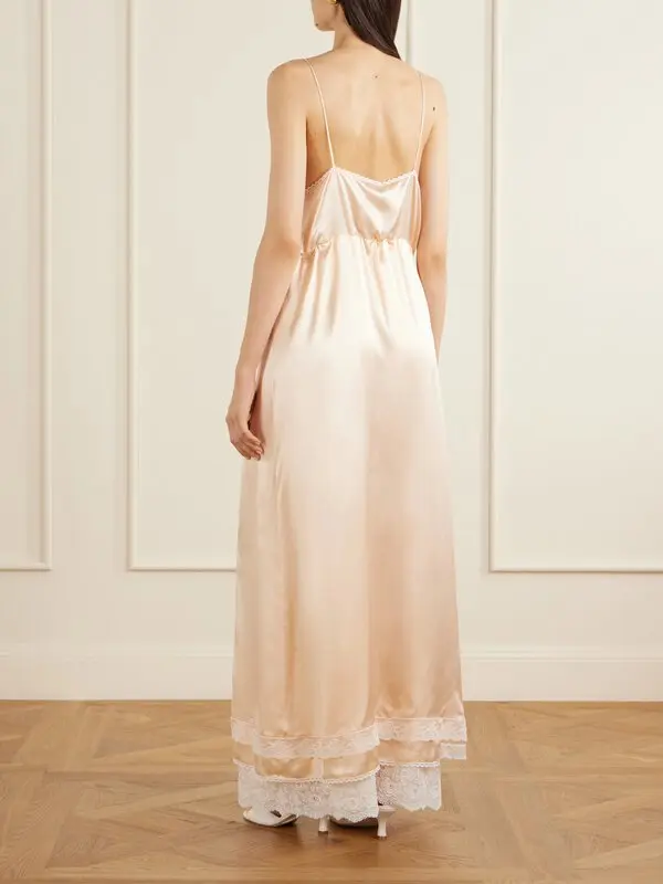 Magda Butrym Lace-trimmed Silk Satin Maxi Dress