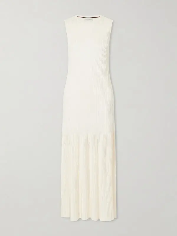 Veronica De Piante Gabby Ribbed-knit Jersey Maxi Dress - Neutrals
