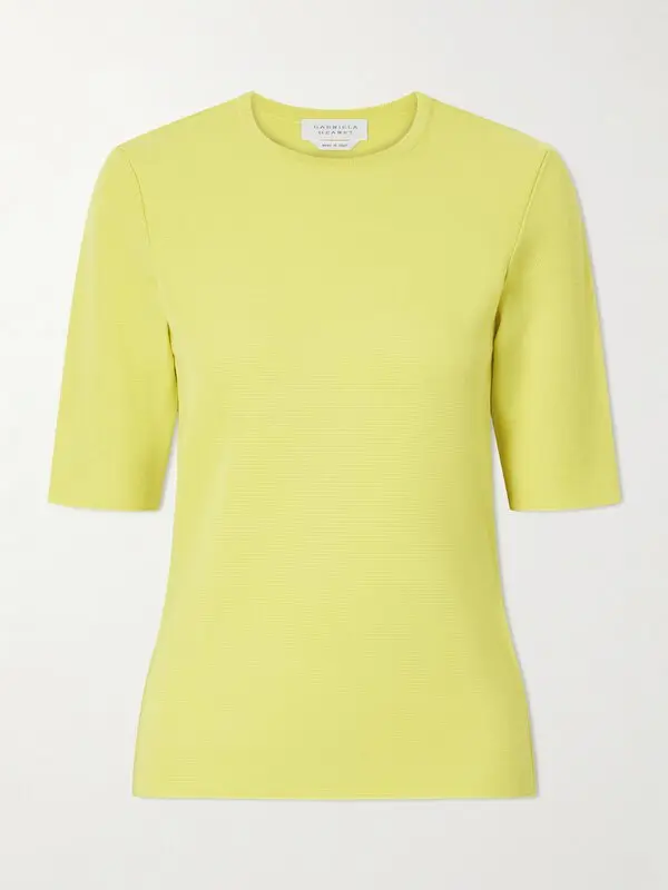 Gabriela Hearst Axis Wool Knitwear Short Sleeve Sweater - Yellow