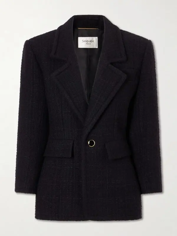 Saint Laurent Wool-blend Tweed Blazer - Black