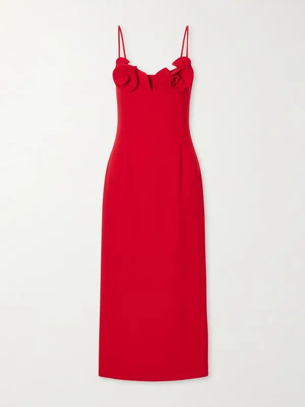 Magda Butrym Embellished Wool-blend Crepe Midi Dress - Red