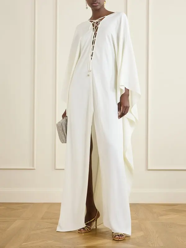 TALLER MARMO Sahara Lace-up Cady Gown - Neutrals