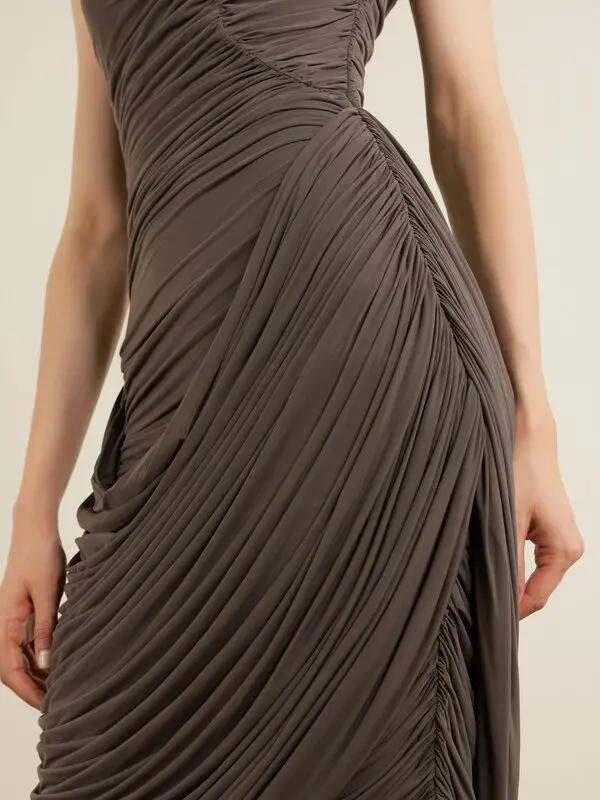 Magda Butrym Appliquéd Stretch-jersey Midi Dress - Brown