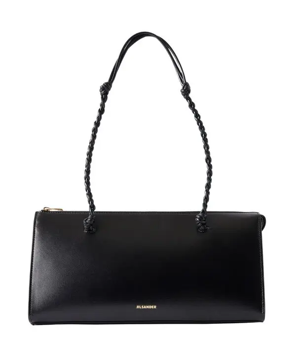 JIL SANDER Tangle Tent Leather Shoulder Bag - Black