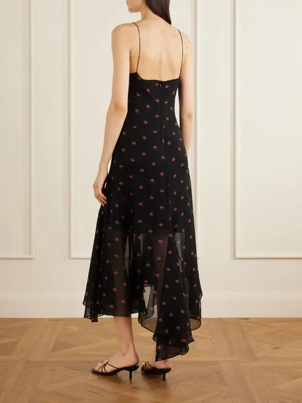 LIBEROWE Aubrey Floral-print Silk-chiffon Gown - Black