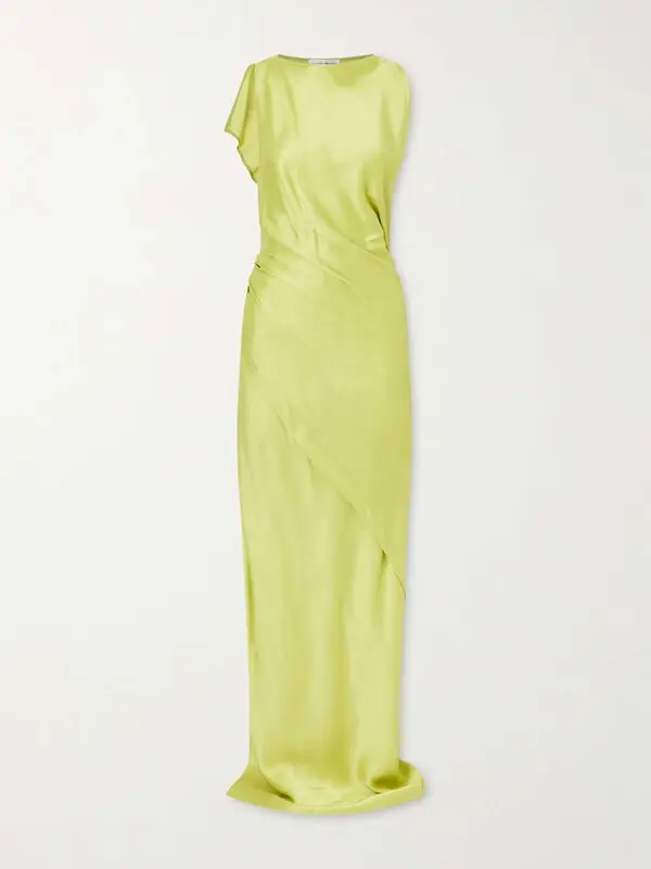 Victoria Beckham Satin Draped Gown - Chartreuse