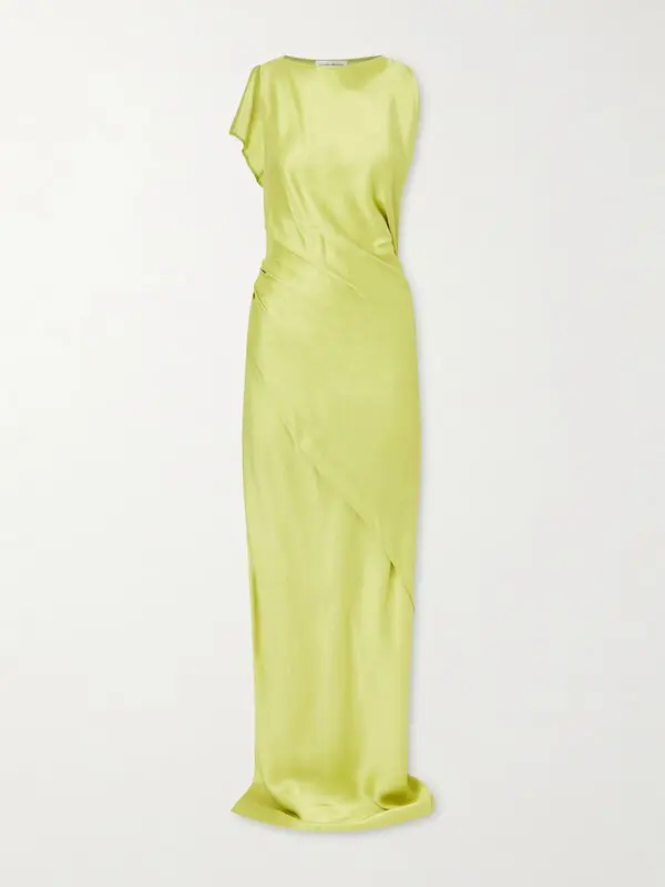 Victoria Beckham Satin Draped Gown - Yellow