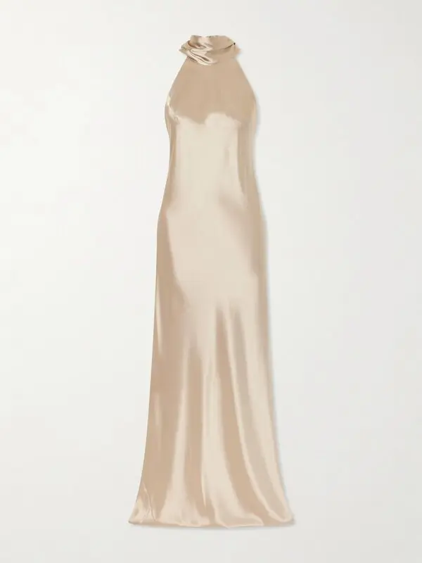Galvan Sienna Halterneck Gown - Gold