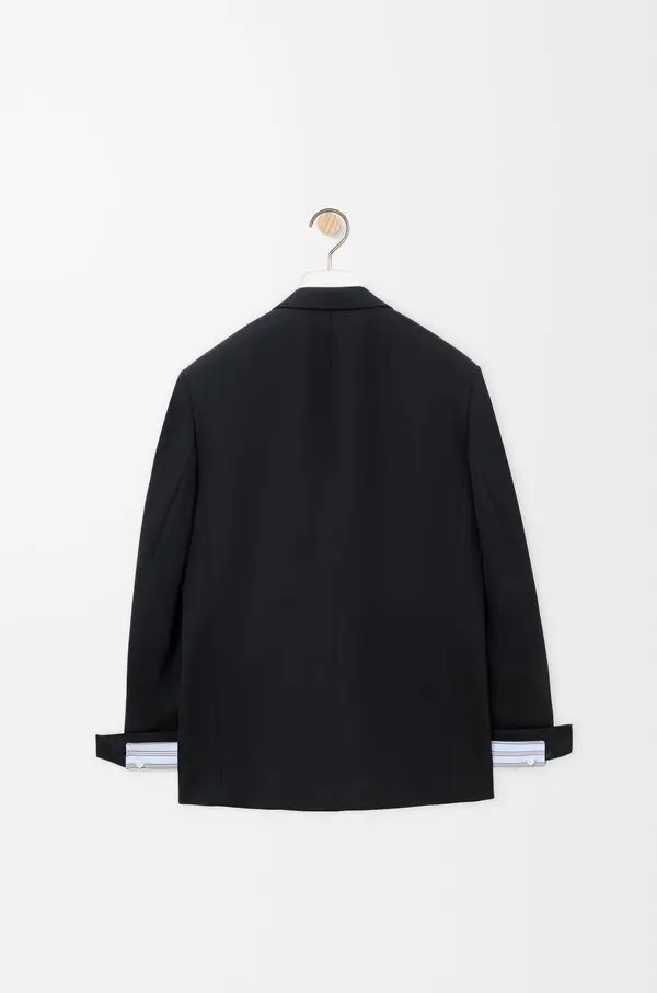 Loewe Single-breasted Wool Jacket With Contrasting Cuffs - Black