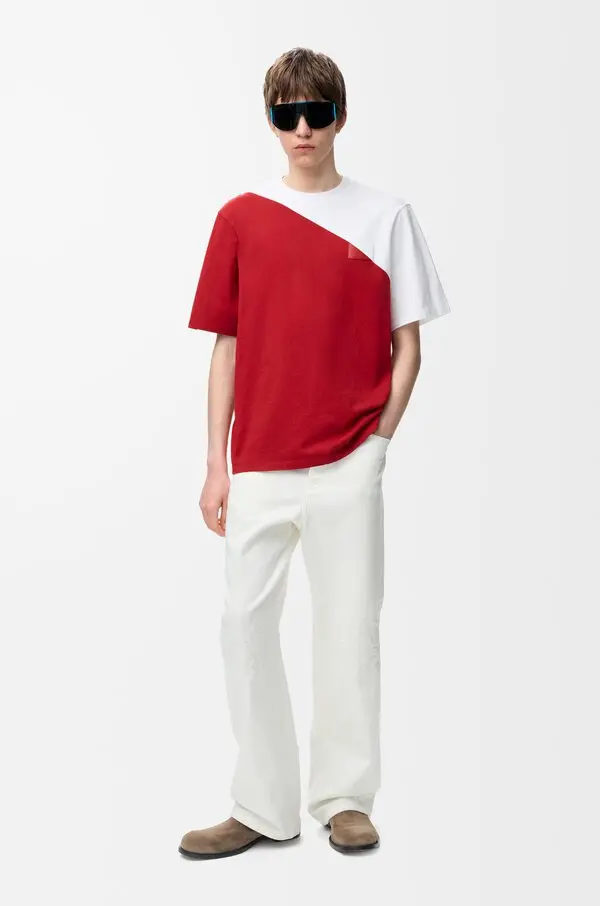 Loewe Loose Fit T-shirt In Cotton - White/red