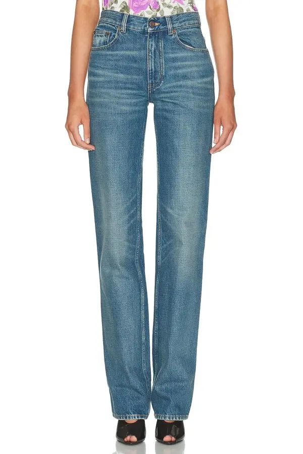 Chloé Straight Leg Denim Jeans - Dusty Cobalt