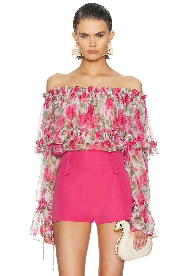Chloé Off-the-shoulder Blouse - White & Pink