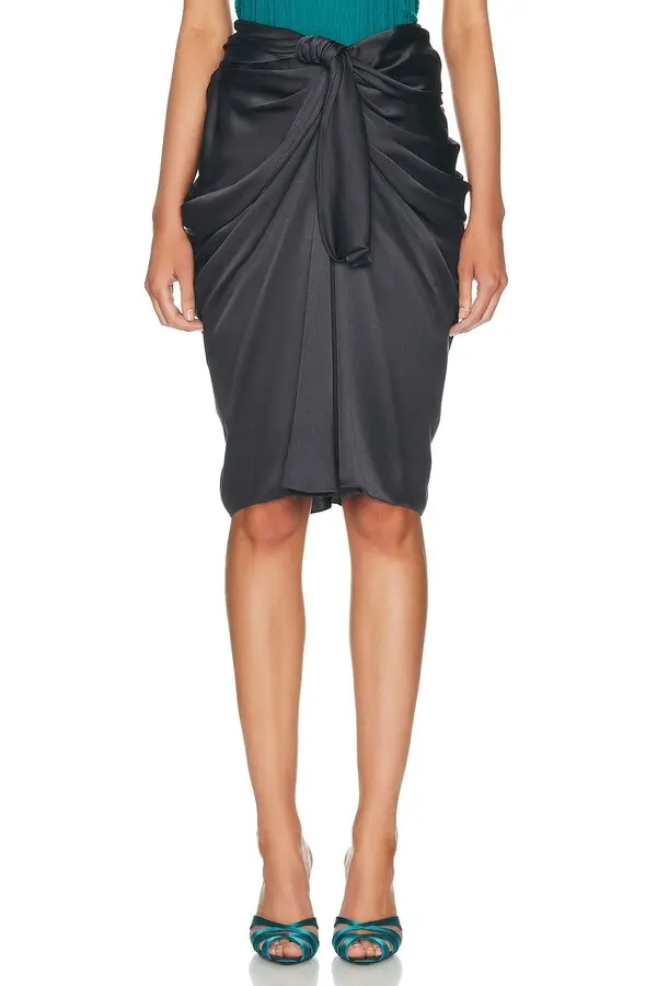 Chloé Midi Skirt With Knot Detailing - Almost Black