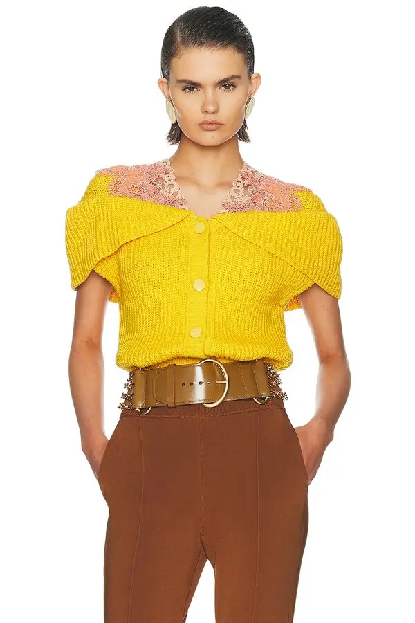 Chloé Lace Detail Knit Sweater - Golden Bud Yellow