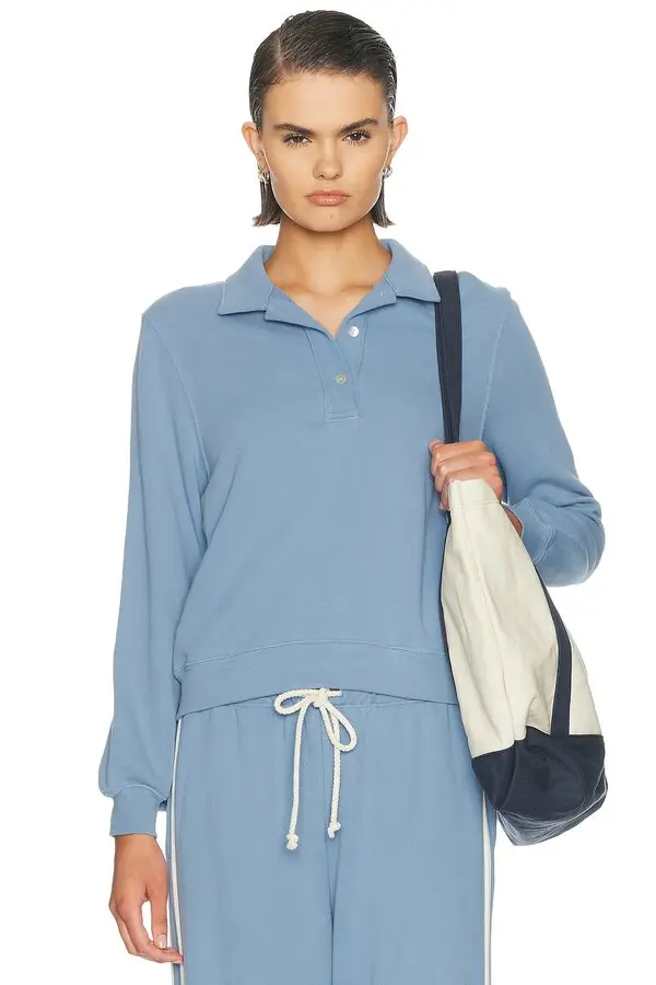 Donni. The Eco Terry Polo Sweatshirt - Cornflower