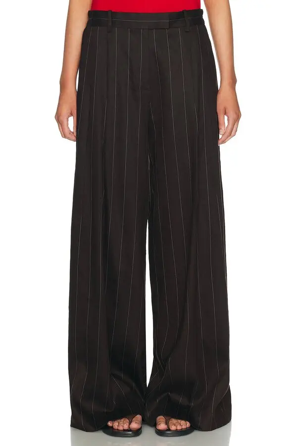Helmut Lang Wide Leg Trousers - Brown Multi