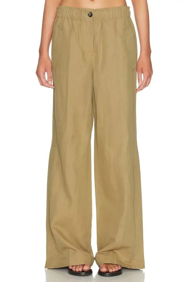 Helmut Lang Wide Leg Twill Pants - Trench