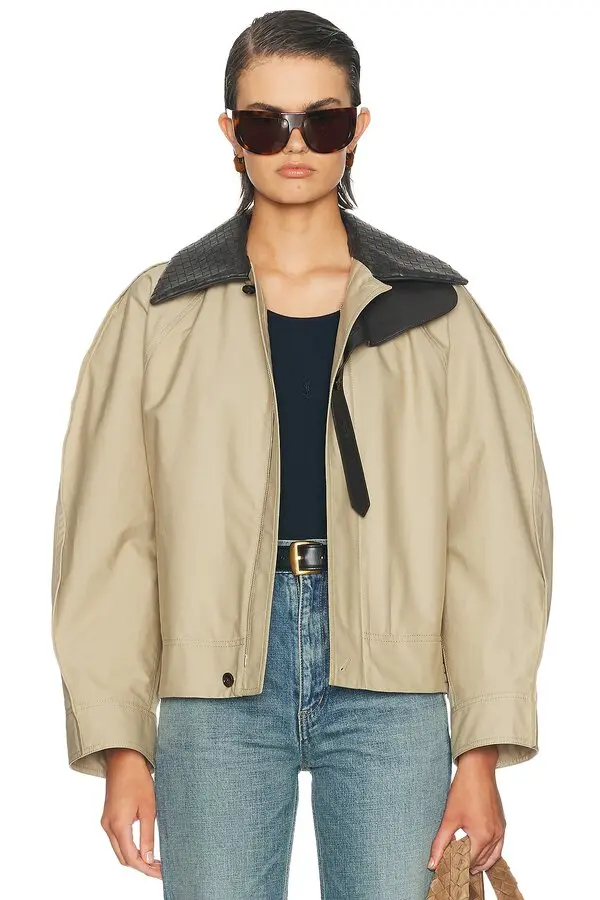 Bottega Veneta Leather Trim Jacket - Sahara