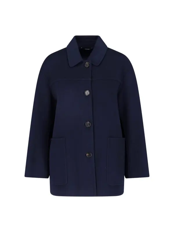 Chloé Short Virgin Wool Coat - Blue