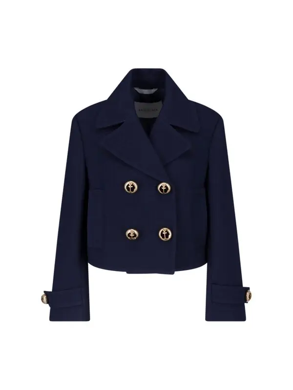 Balenciaga Cropped Double-breasted Caban Jacket - Blue