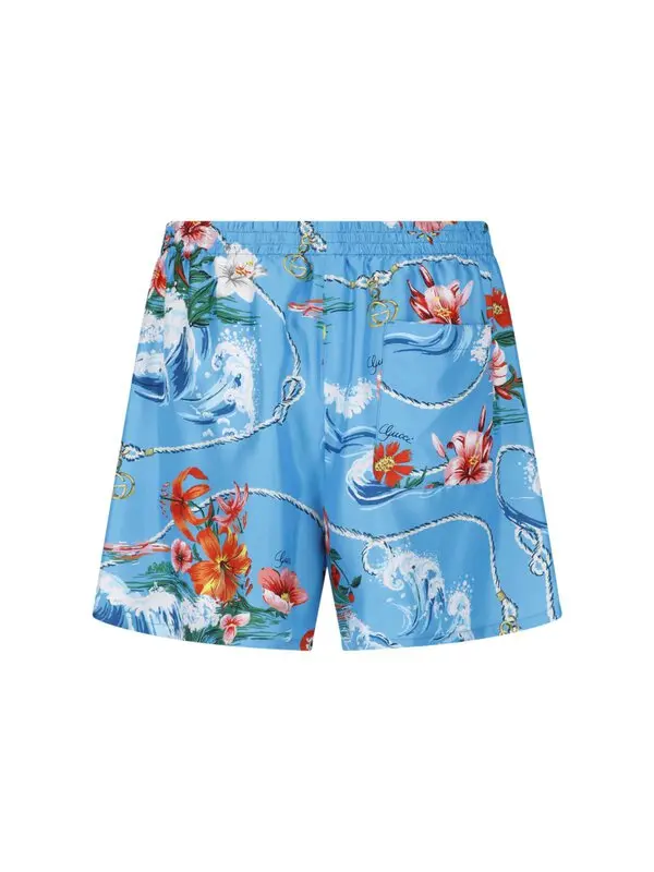 Gucci Printed Silk Swim Shorts