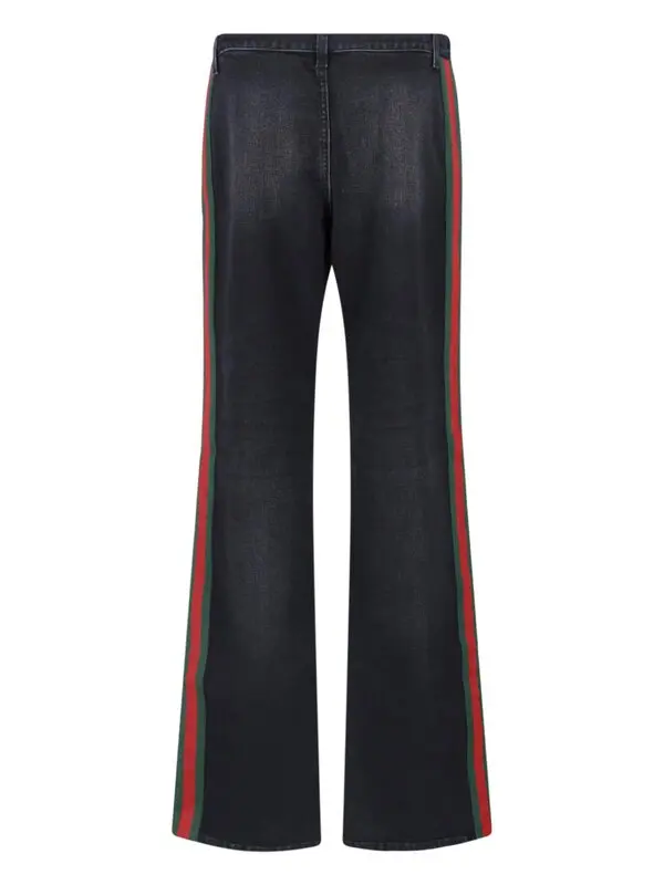 Gucci Straight Leg Jeans With Web Detail - Blue