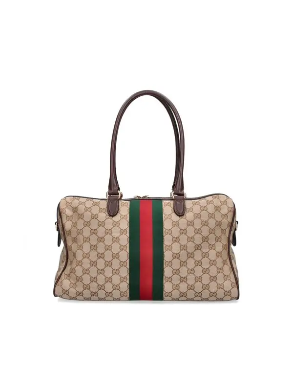 Gucci Large Duffle Bag "borsetto" Canvas Gg Monogram - Beige