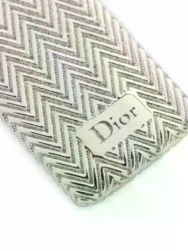 Dior Guilloche Logo Plate Pendant Necklace