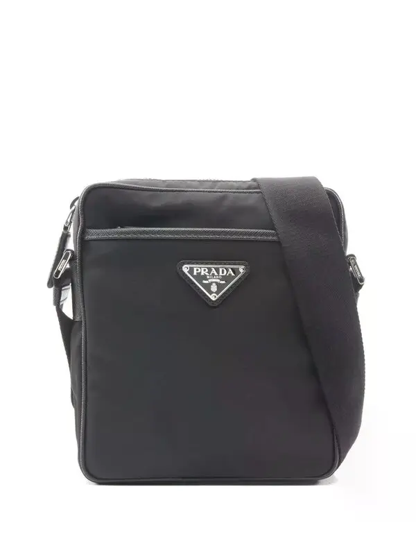 Prada Re-nylon Saffiano Leather Shoulder Bag - Black