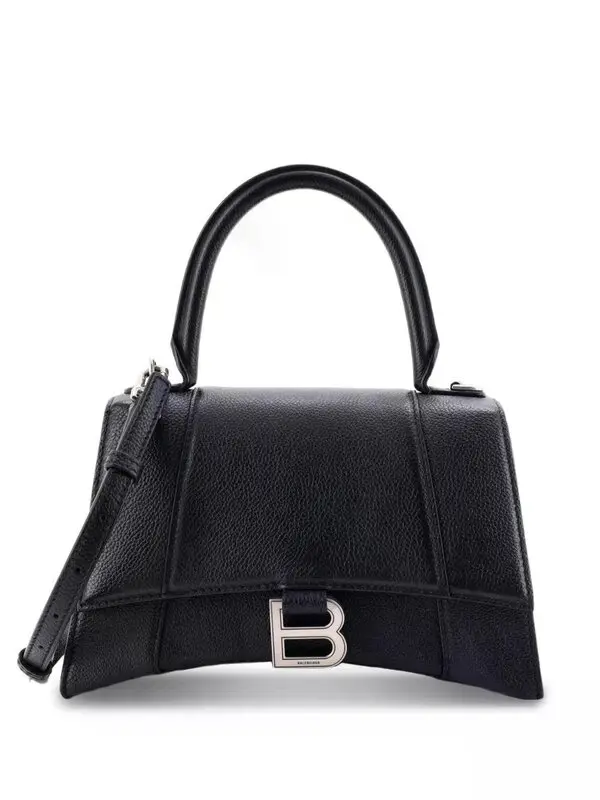 Balenciaga Hourglass Top Handle Bag Leather Small Satchel - Black