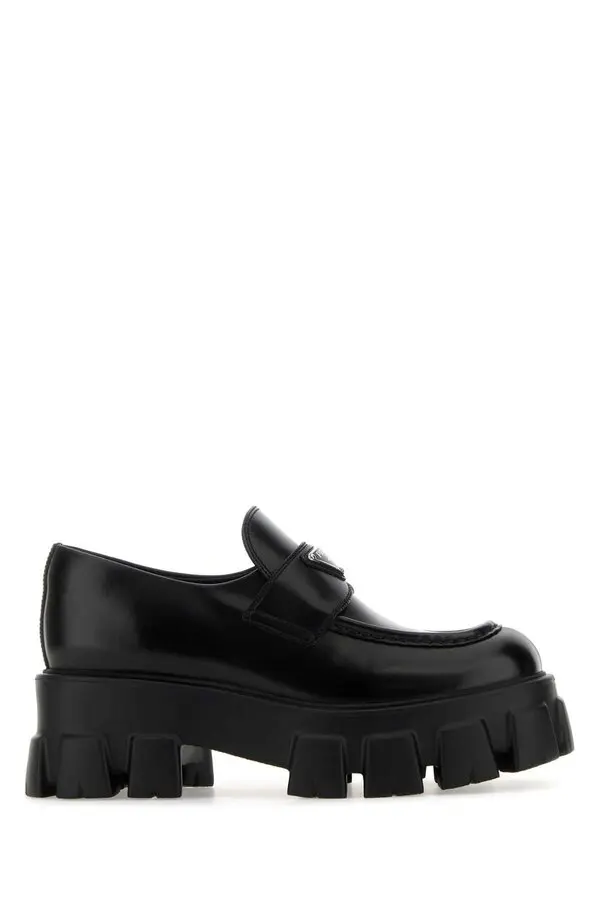 Prada Leather Monolith Loafers - Black