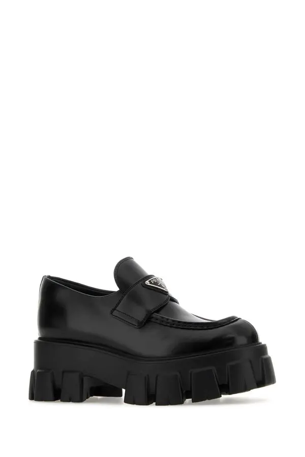 Prada Leather Monolith Loafers
