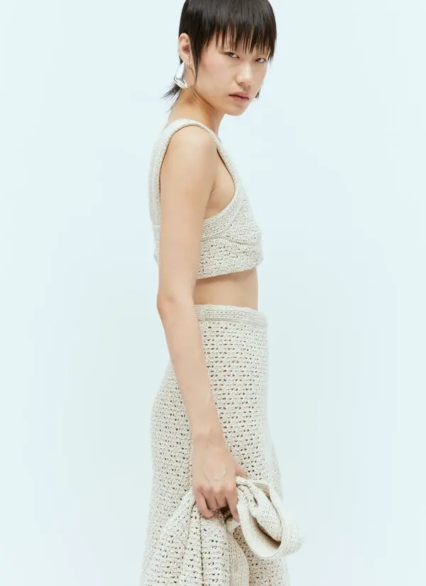 Bottega Veneta Textured Knit V-neck Crop Top