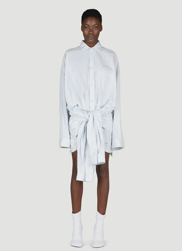 Balenciaga Pin-stripe Draped Shirt - Blue