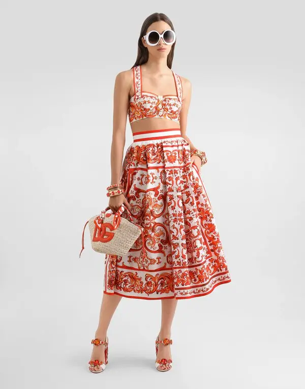 Dolce & Gabbana Majolica Print Bustier Top