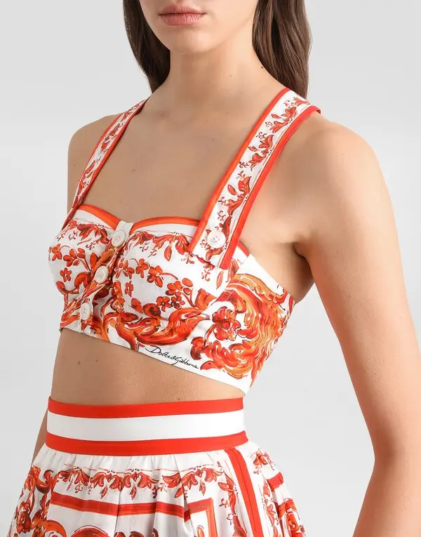 Dolce & Gabbana Majolica Print Bustier Top