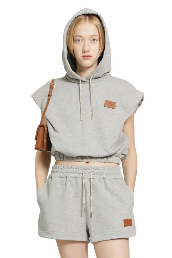 Fendi Sleeveless Cropped Hooded Sweatshirt