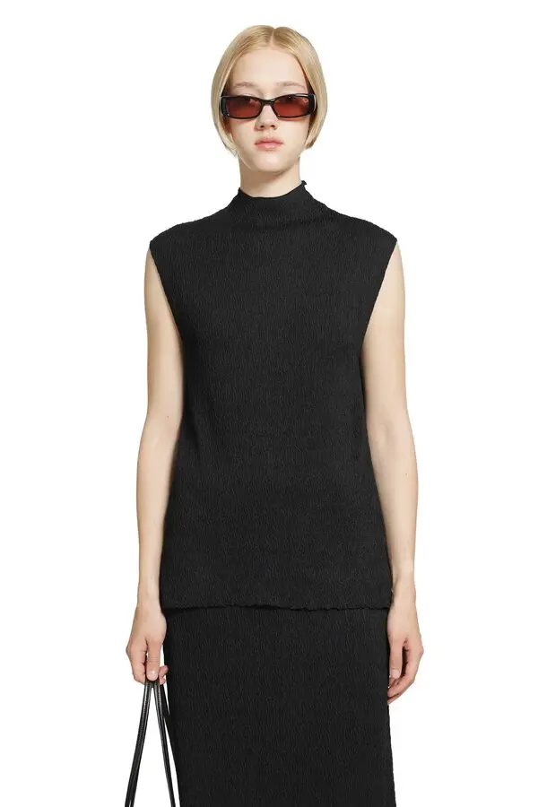 THE ROW Oakson Sleeveless Mock Neck Top - Black