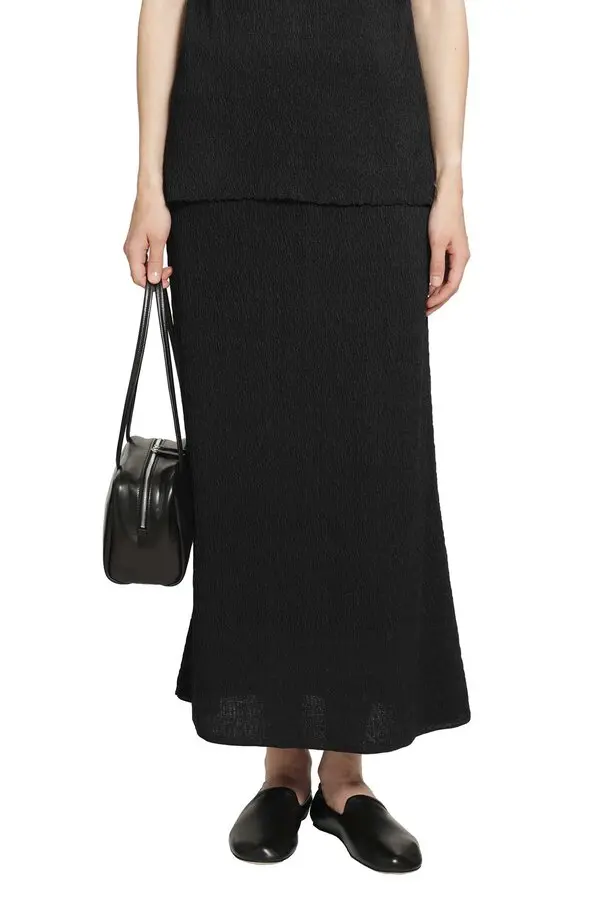THE ROW Oboe Skirt In Crinkled Silk - Black