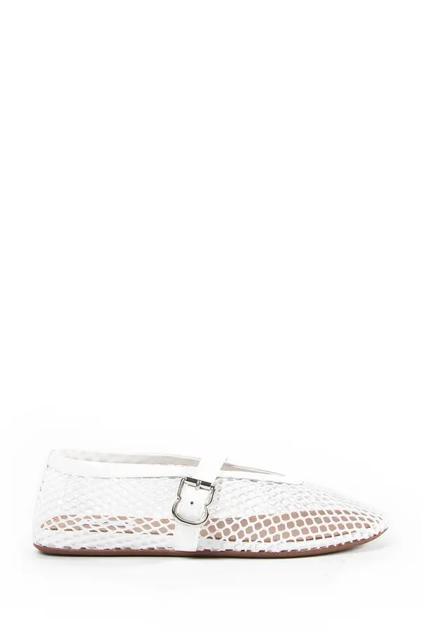 Alaïa Ballet Flats In Fishnet And Patent Leather - White