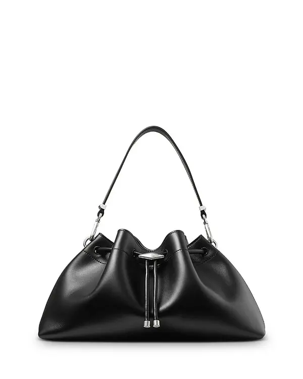 JIMMY CHOO Leather Cinch Bag With Brass Trim - Black