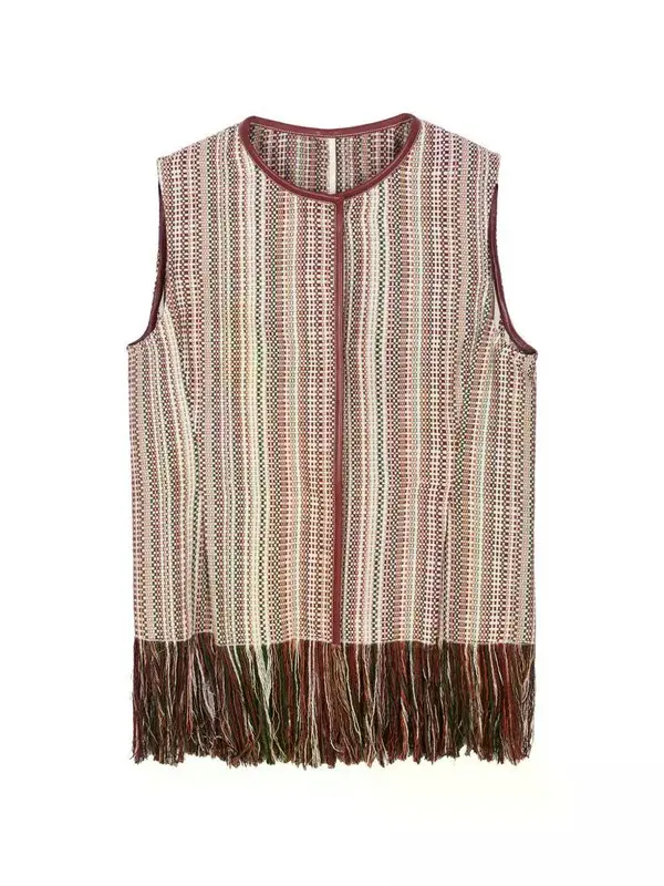 LESS Fringed Vest - Red