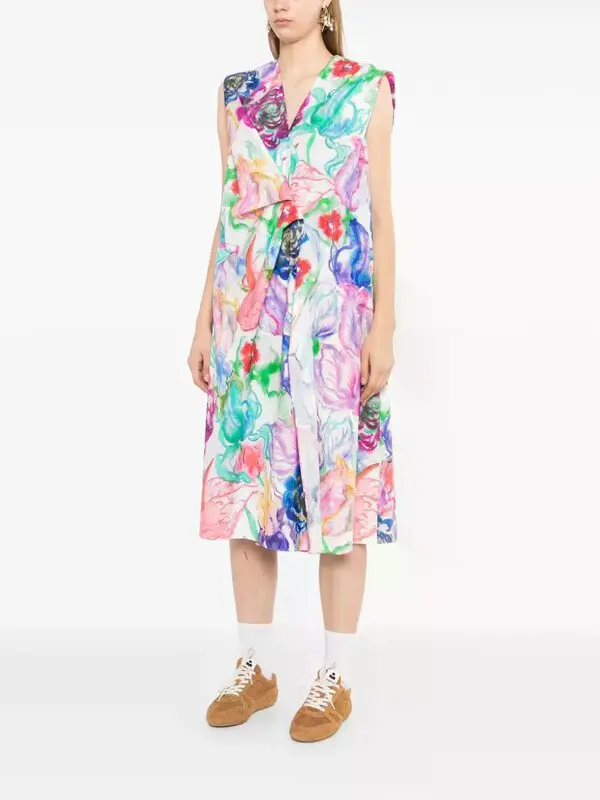 JNBY Floral-print V-neck Sleeveless Dress