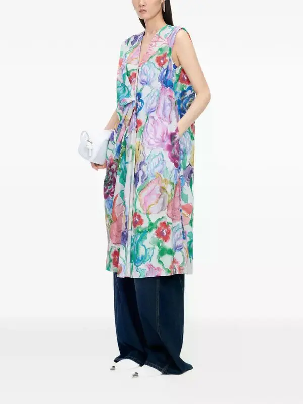 JNBY Floral-print V-neck Sleeveless Dress - White