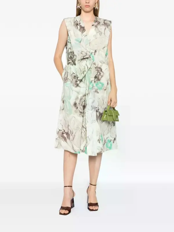 JNBY Oversized Floral Print V-neck Dress