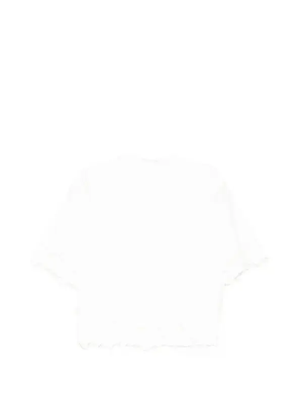 LESS Poplin Blouse With Scalloped Hem And Floral Embroidery