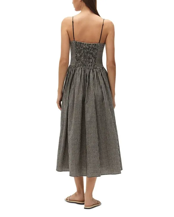 ELODIE THE LABEL Gingham Midi Dress With Tie Detail - Black Gingham