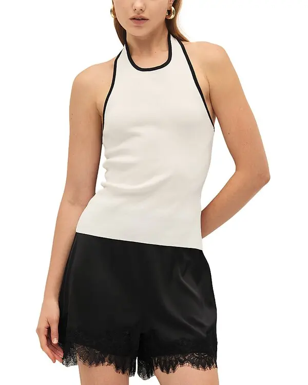 ELODIE THE LABEL Goldie Sleeveless Ribbed Knit Top - White