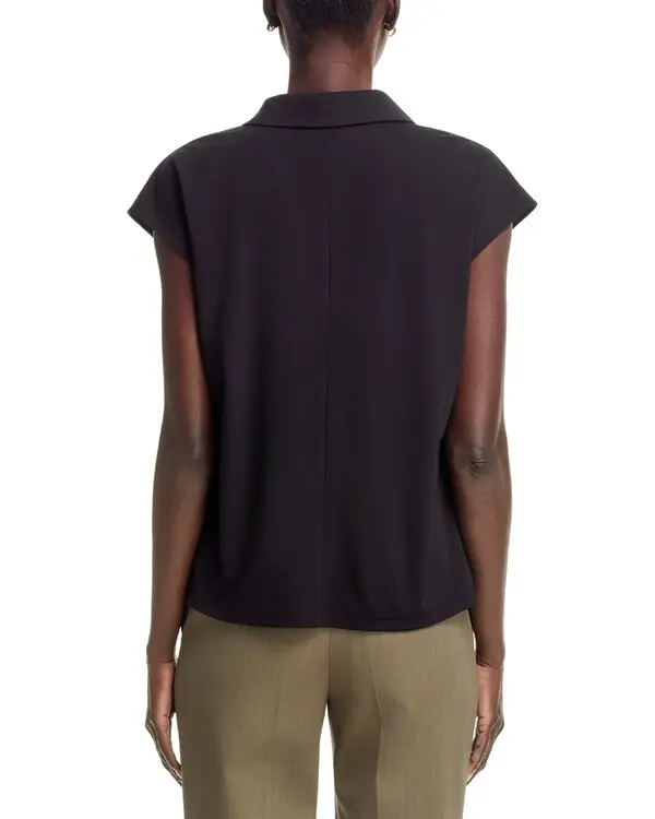 SIONI Short Sleeve Ruched Pullover Top - Black