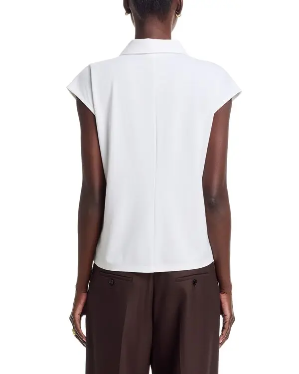 SIONI Short Sleeve Ruched Pullover Top - Eggshell